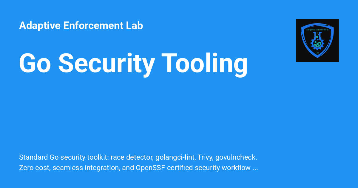 Go Security Tooling - Adaptive Enforcement Lab